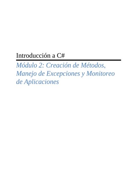 C Sharp Mod 2 Pdf