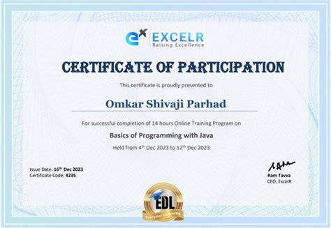 Omkar Parhad On Linkedin Thrilled To Share That Ive Successfully Completed The Java Programming