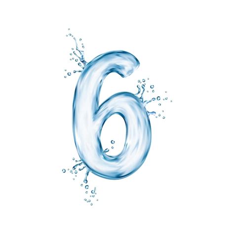 Premium Vector Liquid Water Number Six With Splash Bubbles