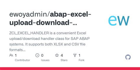 Github Ewoyadmin Abap Excel Upload Download Handler Zcl Excel Handler Is A Convenient Excel