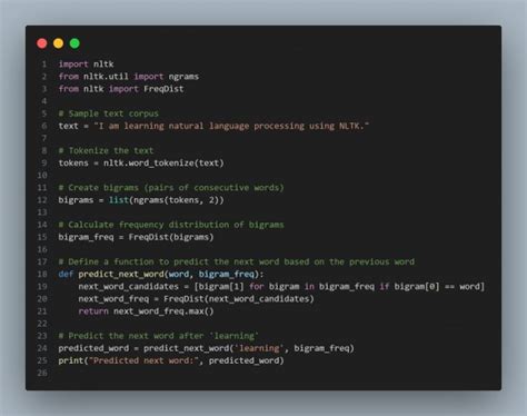 How Can You Use Nltk To Extract The Most Probable Next Word For Text