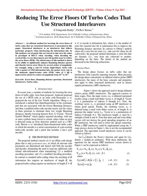 Reducing The Error Floors Of Turbo Codes That Use Structured Interleavers Pdf Forward Error