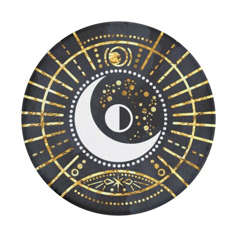 Popsockets Gold Lunar Design Branco E Dourado Em Fundo Preto