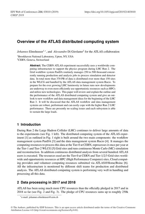 Pdf Overview Of The Atlas Distributed Computing System
