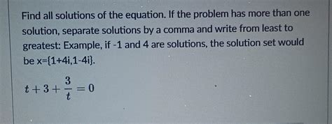 solved find all solutions of the equation if the problem