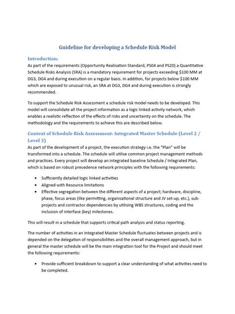 03 02 Schedule Risk Analysis Sra Guideline For Developing A