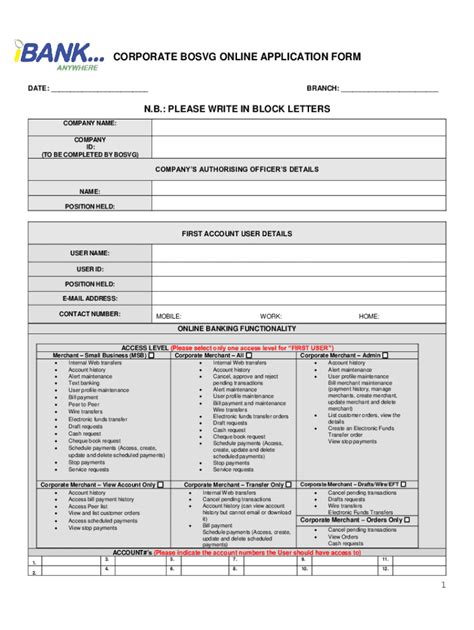 Fillable Online Online Banking And E Statement Application Form Fax Email Print Pdffiller