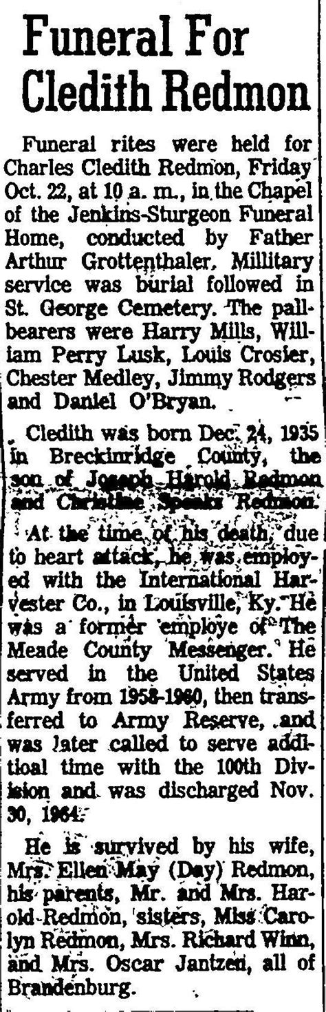 Charles Cledith Redmon 1935 1965 Find A Grave Memorial