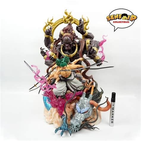 HQKO One Piece Zoro Ashura Three Heads And Six Arms Statue Super Large Anime 35cm Action Figure