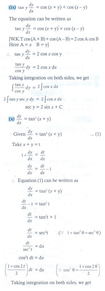 Exercise 105 Variables Separable Method Substitution Method