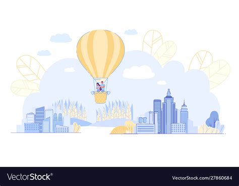 Prompt Banner Couple Soars In Sky Balloon Vector Image