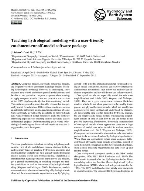 PDF Teaching Hydrological Modelling Using A Conceptual Runoff Model