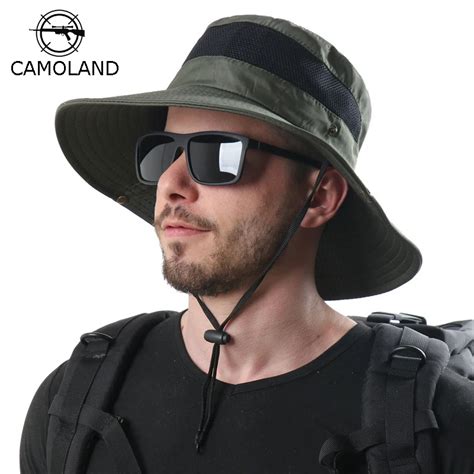 camoland 여름 uv 보호 태양 모자 여성 남성 통기성 메쉬 부니 모자 야외 넓은 챙 파나마 모자 하이킹 낚시 모자