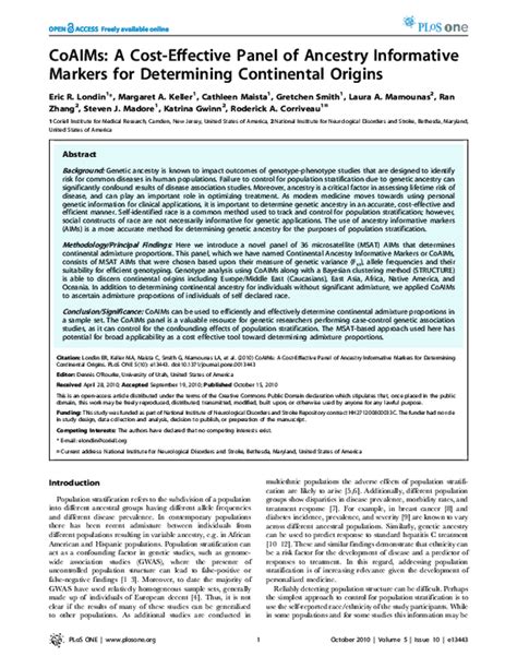 Pdf Coaims A Cost Effective Panel Of Ancestry Informative Markers