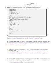 Activity C 2 Name C Activity 2 1 Answer The Following Questions After Running The