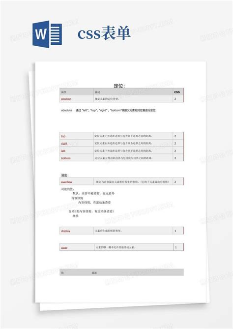 css表单 word模板下载 编号lynmakon 熊猫办公