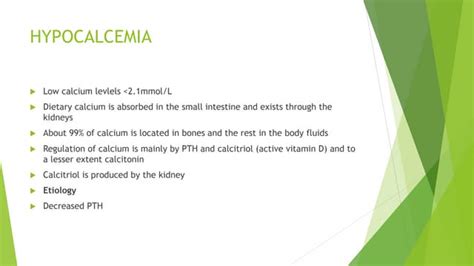 Hypocalcemia Electrolyte Imbalances Low Calcium Plab Guide Pptx