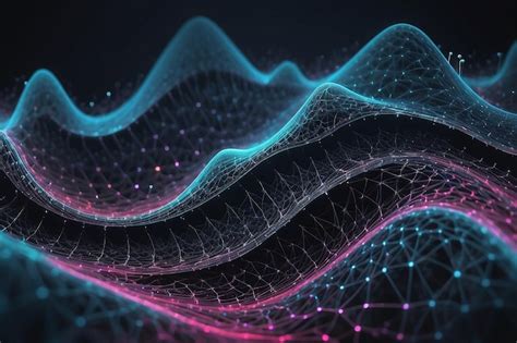 Premium Photo 3d Wave Points Fractal Grid Futuristic Science