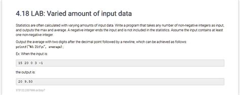 Solved 418 Lab Varied Amount Of Input Data Statistics Are Often
