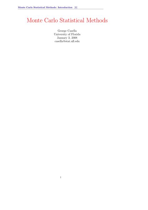 Pdf Monte Carlo Statistical Method