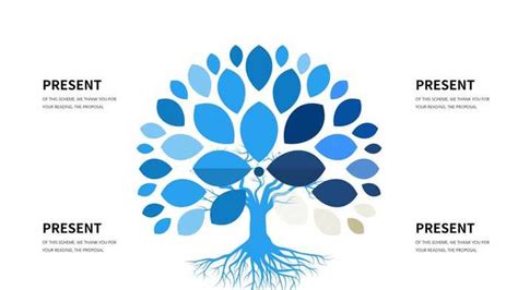 Tree With Blue Leaves And Roots PowerPoint Template Free Download Pikbest