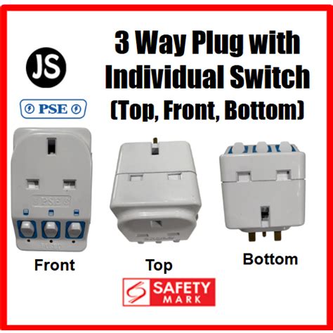 3 Way Socket Plug With Individual Switch And Safety Mark Shopee Malaysia