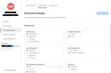 set default lucidchart settings community