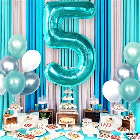 Katchon Giant Aqua Blue Number 5 Balloon