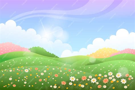 Premium Vector Gradient Flower Field Background