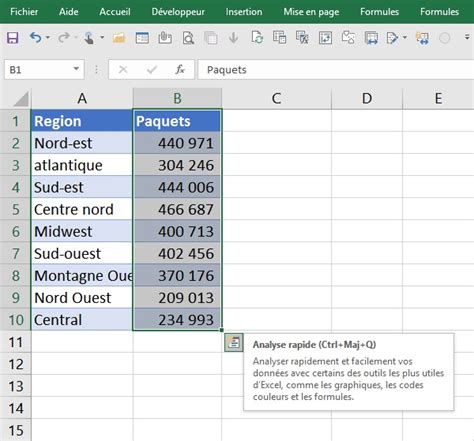 examiner les données à l aide de l outil d analyse rapide excel