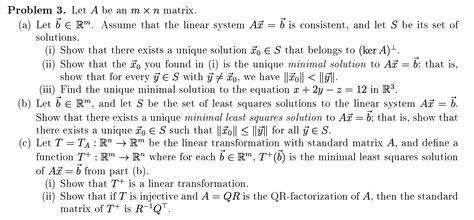 solved problem 3 let a be an m x n matrix a let 5 e rm