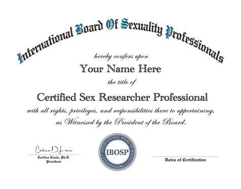 Sex Researcher Professional Certification INTL Board Of Sexuality Professionals
