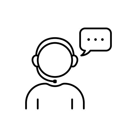Support Customer Service Line Icon Online Call Center Agent In Headset Linear Pictogram