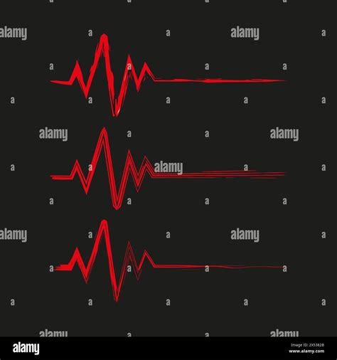 Heartbeat Pulse Lines For Medical Monitoring Red Ecg Waveforms Vector