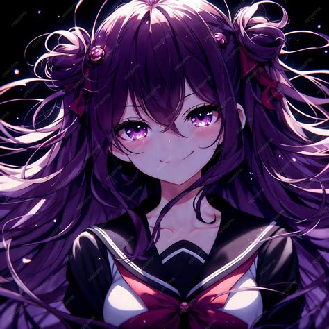 Premium Photo An Anime Girl With Long Purple Hair Wearing A Sailor