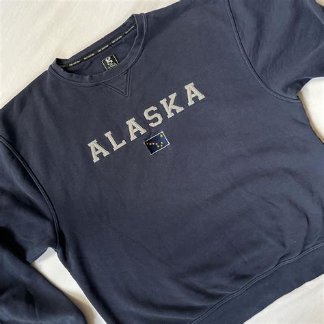 Alaska Navy Blue Crewneck Sweatshirt Crew Alaska Depop