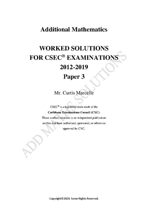 Csec Add Maths Jun 2023 P1 Mcq Review And Practice Questions Studocu