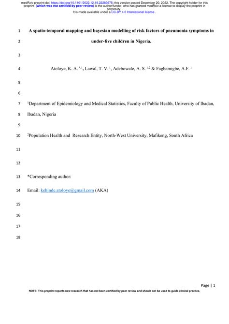 Pdf A Spatio Temporal Mapping And Bayesian Modelling Of Risk Factors