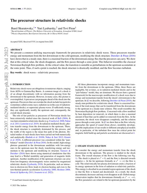 Pdf The Precursor Structure In Relativistic Shocks
