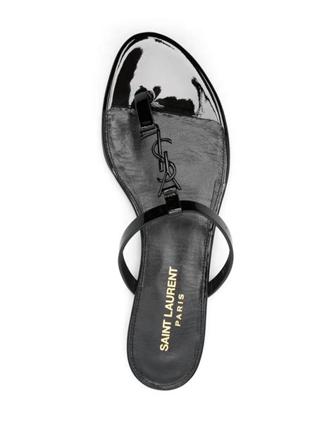 Saint Laurent Cassandra Leather Slides Black Farfetch