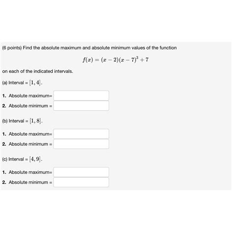solved 6 ﻿points ﻿find the absolute maximum and absolute