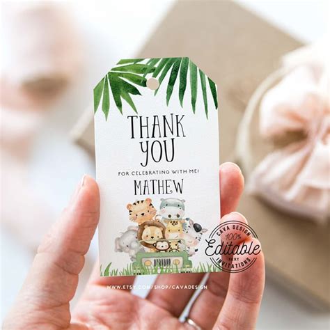 Wild One Safari Birthday Thank You Tags Safari Theme Favor Tags