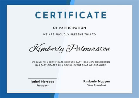 Free Printable Custom Participation Certificate Templates Canva