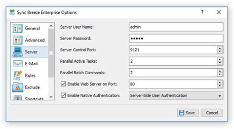 syncbreeze file synchronization syncbreeze server settings and
