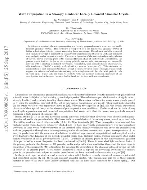 Pdf Wave Propagation In A Strongly Nonlinear Locally Resonant