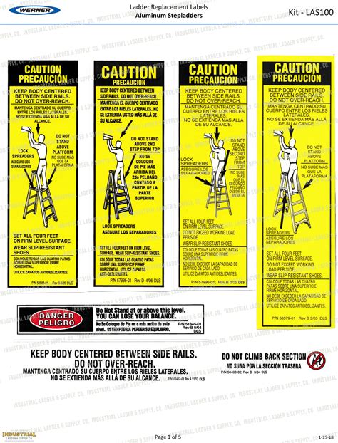 Werner Ladder Replacement Labels