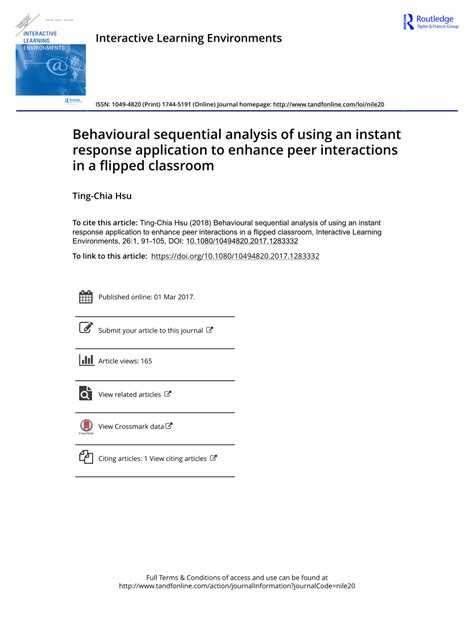Pdf Behavioural Sequential Analysis Of Using An Instant Response Application To Enhance Peer