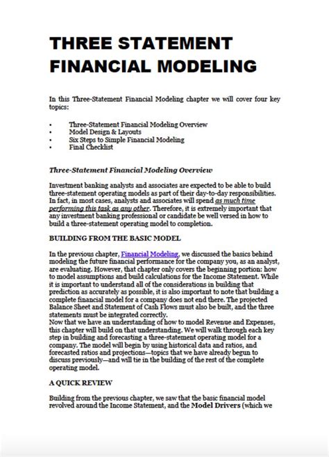 Three Statement Financial Modeling Eloquens