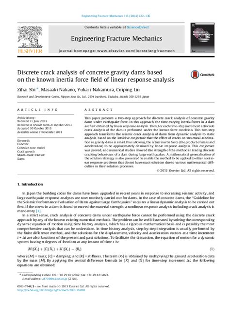 Pdf Discrete Crack Analysis Of Concrete Gravity Dams Based On The