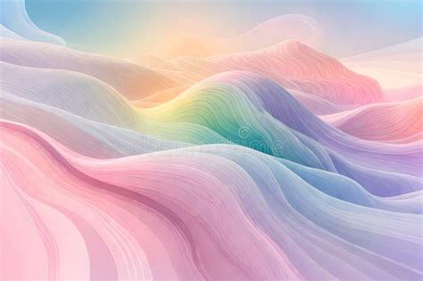Abstract Soft Pastel Waves Curvy Lines Landscape Ai Generated Stock Illustration